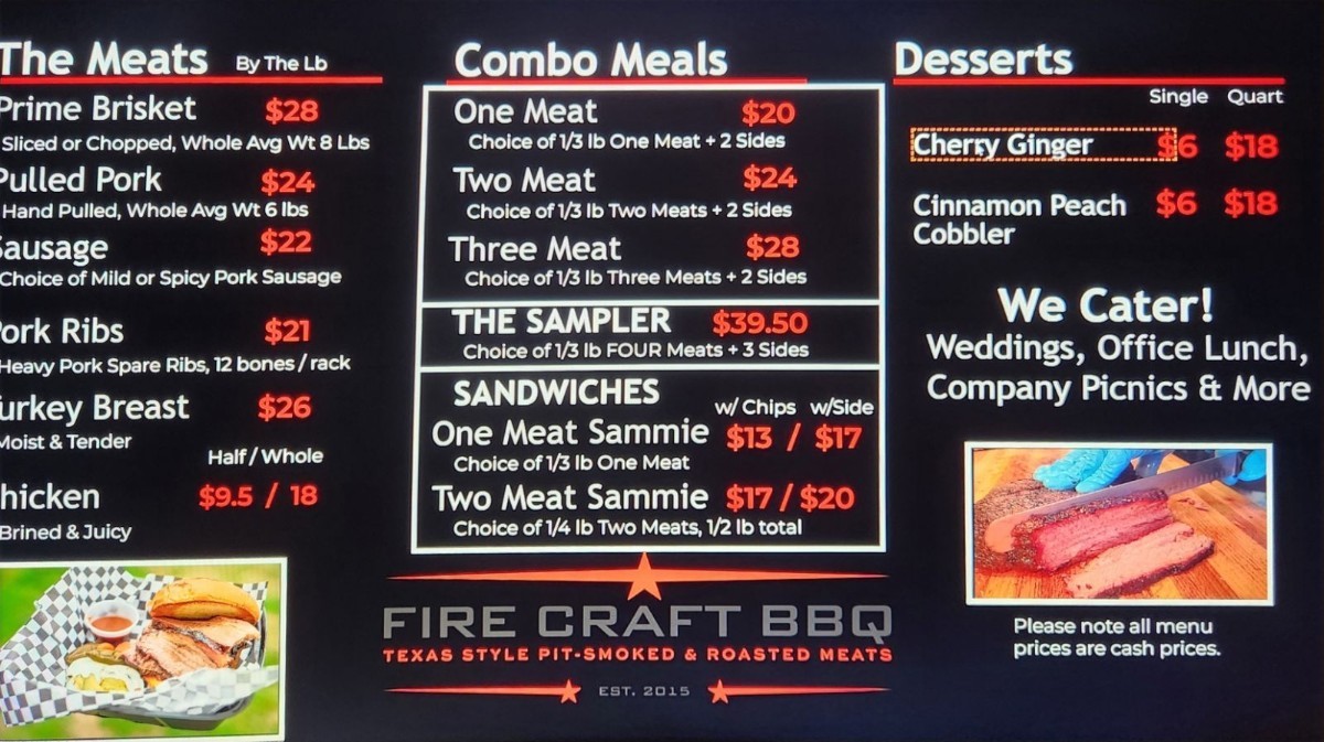 Yummy "new-ish" Fire Craft BBQ restaurant nearby!