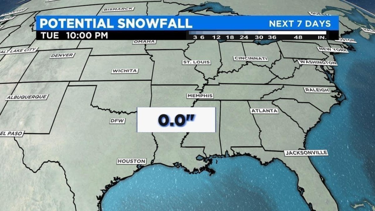 Chance of snowfall in the next 7 days