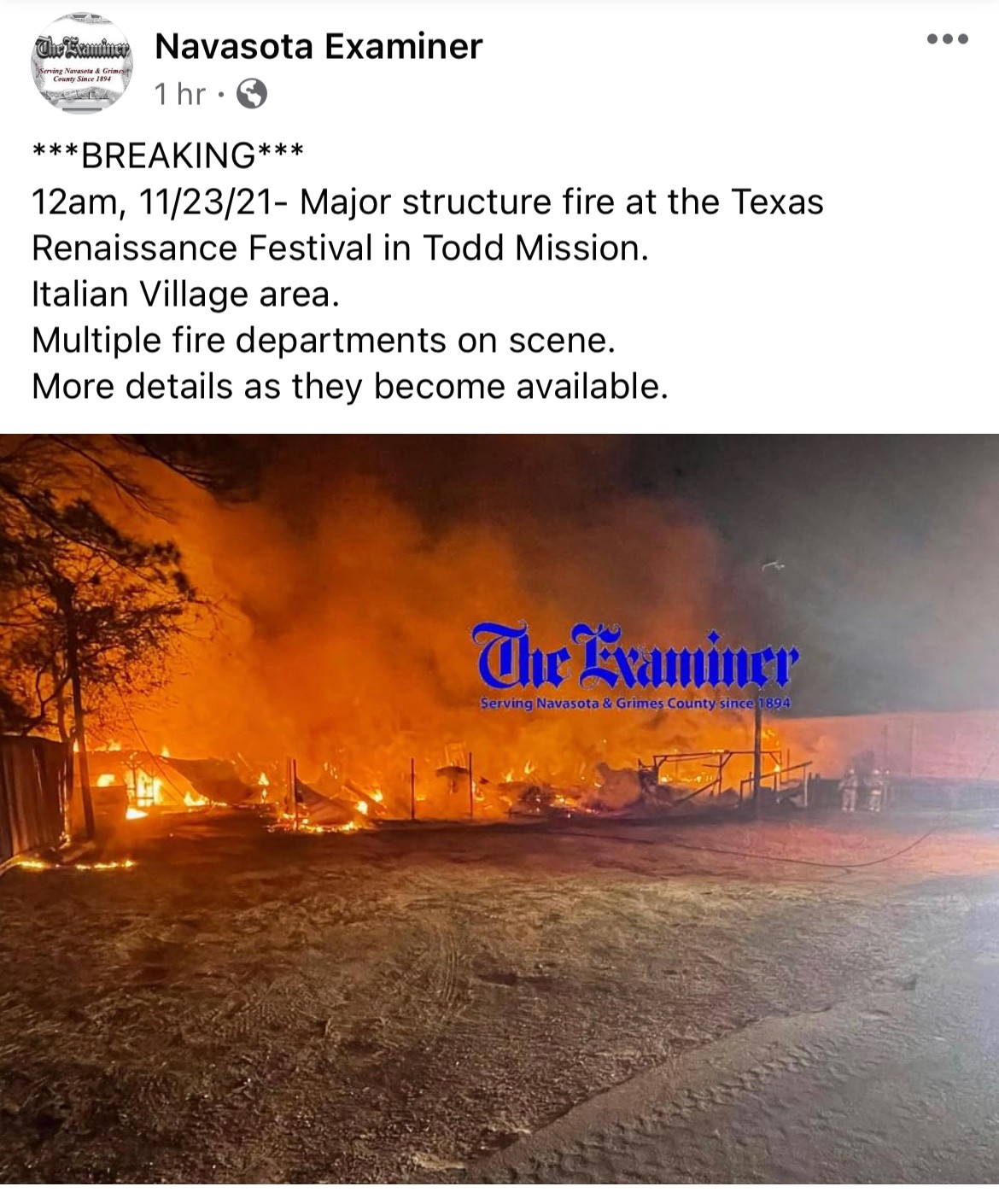 Fire at Ren fest fairgrounds