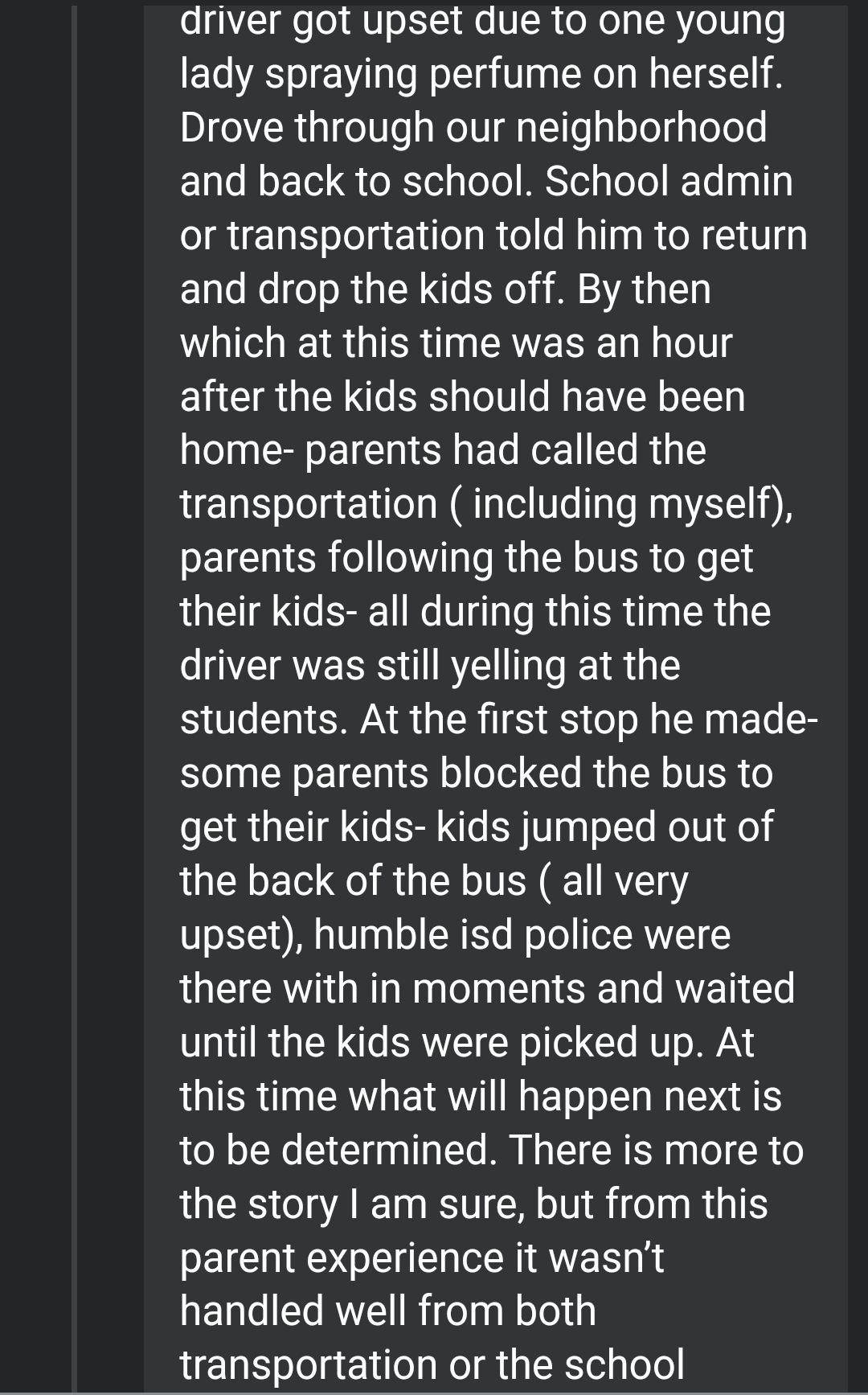 Humble ISD Bus Incident