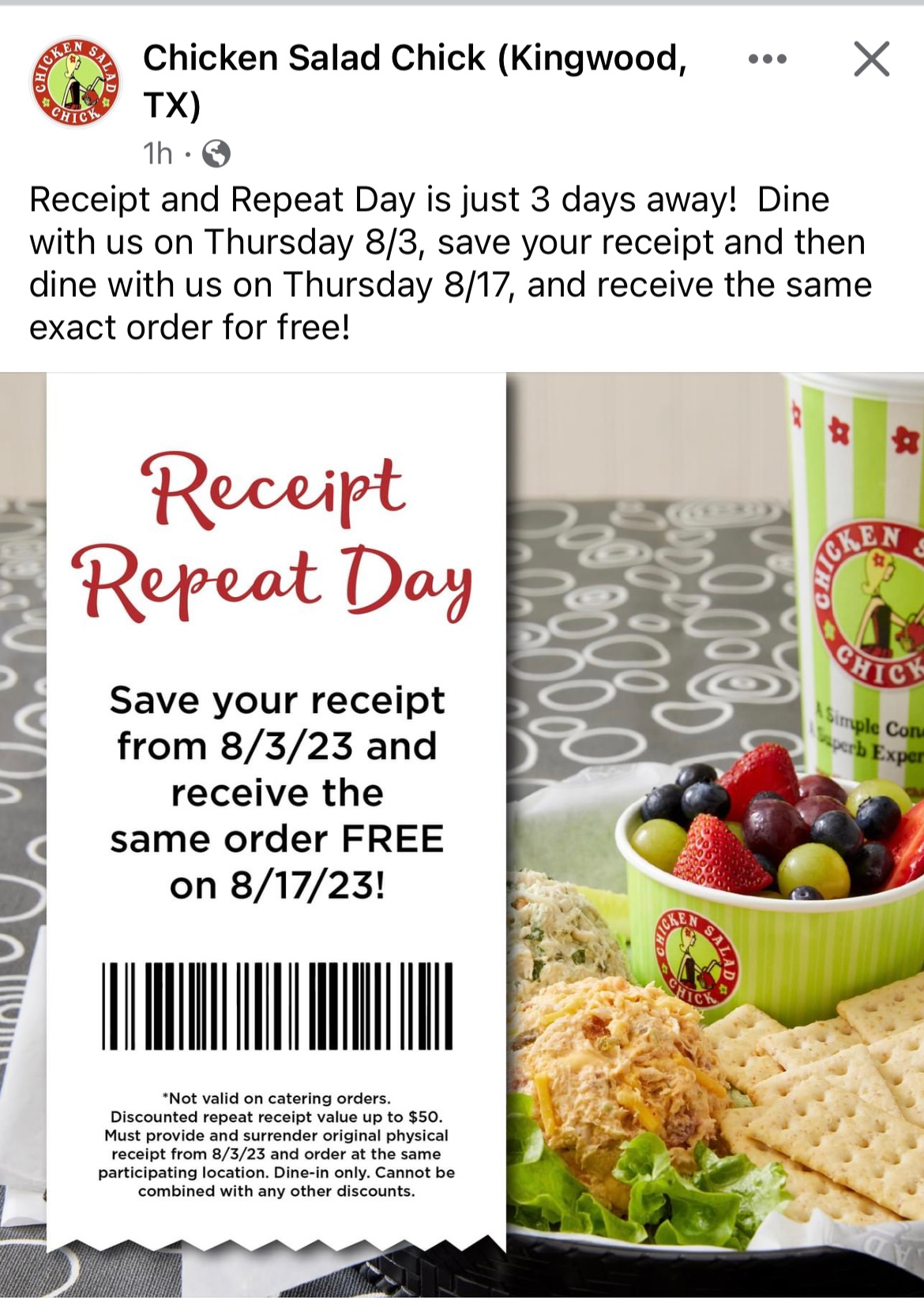 Chicken Salad Chick deal today