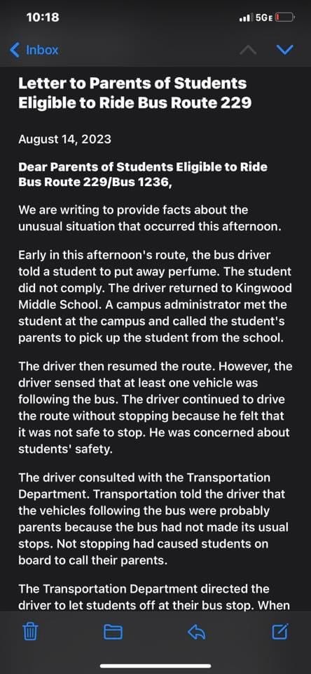 Humble ISD Bus Incident